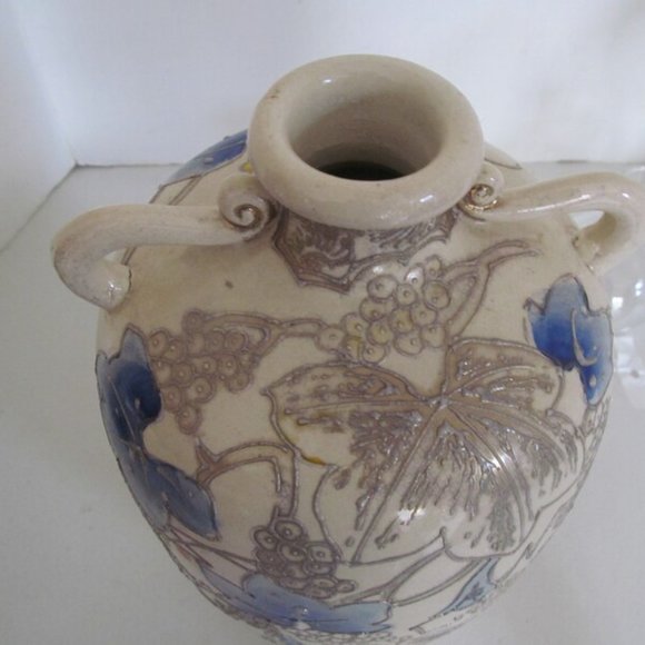 Art | Lovely Antique Blue Pottery Vase Large Blue Vase Lg Floral Vases ...